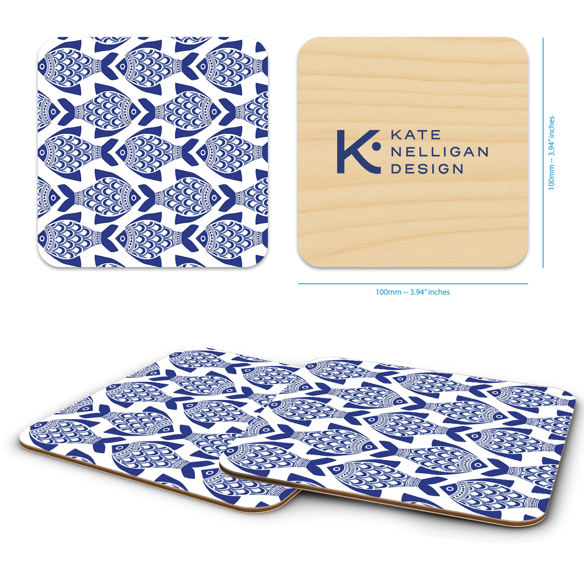 Porcelain Fish Wooden Coaster – Kate Nelligan