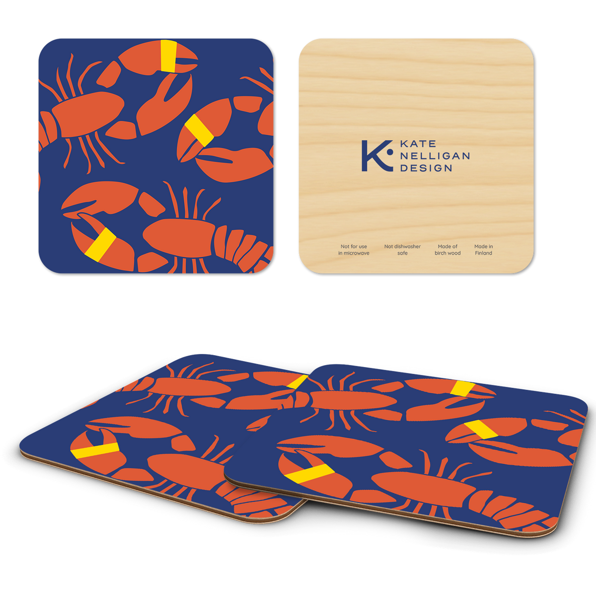 Lobster Bake Wooden Coasters – Kate Nelligan