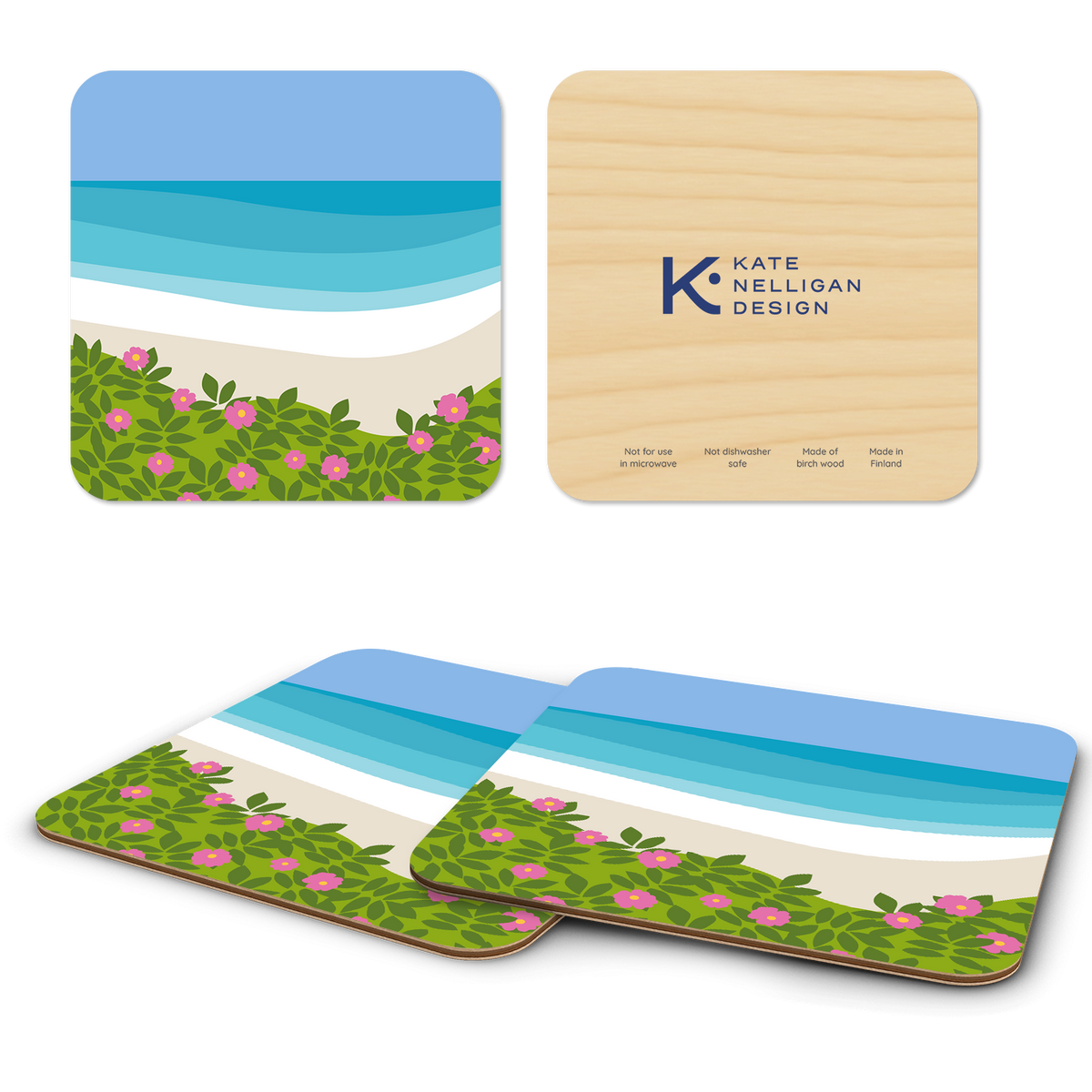 Beach Day Wooden Coasters – Kate Nelligan