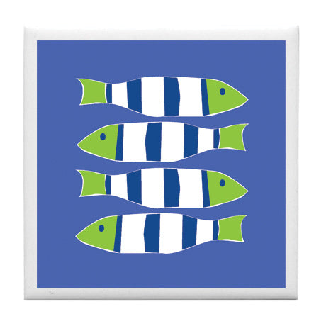 Blue Green Pickett Fish Coaster Kate Nelligan Design