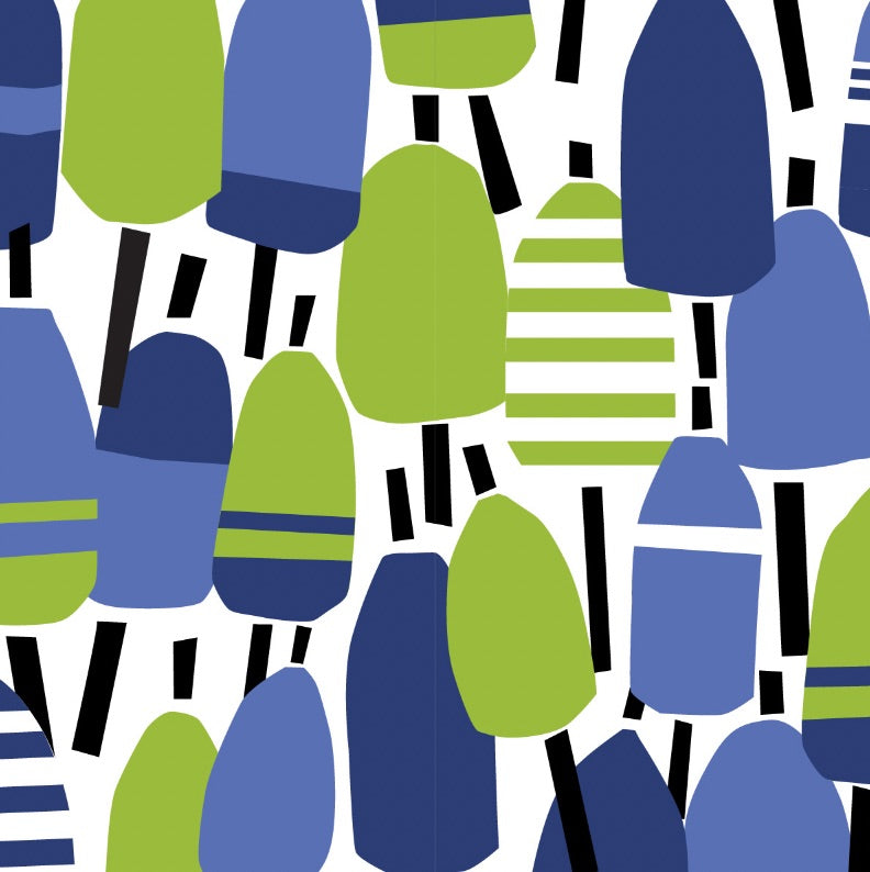 Buoys in Green and Blue - Kate Nelligan Design Cotton Fabric by the Ya